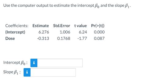Solved Use The Computer Output To Estimate The Intercept Bo