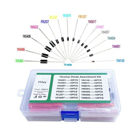 Diode Assortment Kit 14 Part Numbers Total 200