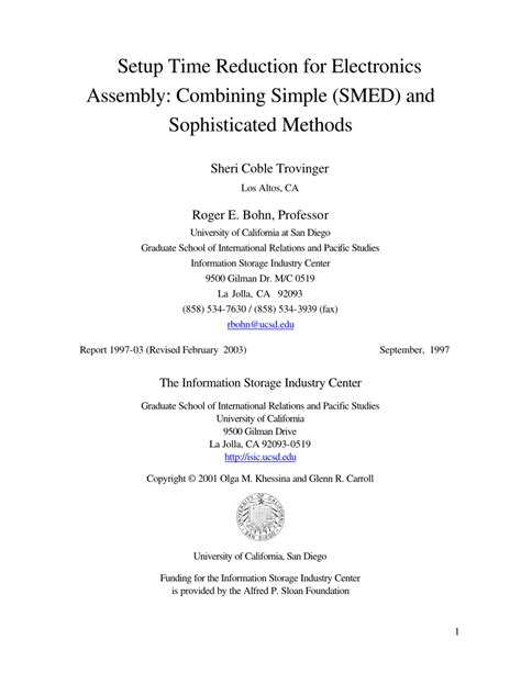 Pdf Setup Time Reduction For Electronics Assembly Combining Simple Smed And Sophisticated