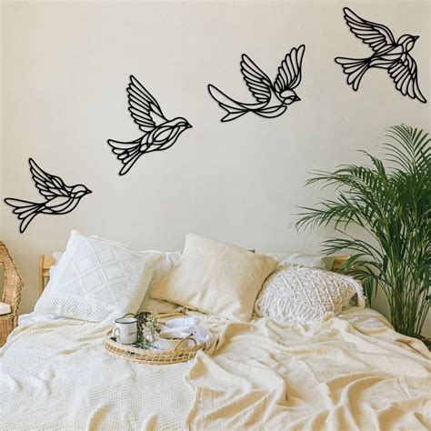 Gold Metal Bird Wall Art Freedom Birds Wall Decor Modern Line Art