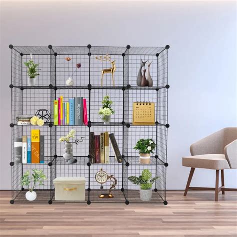 Dropship 16 Cube Organizer Cube Storage Shelves Wire Cube Storage Origami Shelves Metal Grid