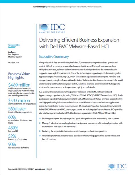 Delivering Efficient Business Expansion With Dell Emc Vmware Based Hci Techprospect