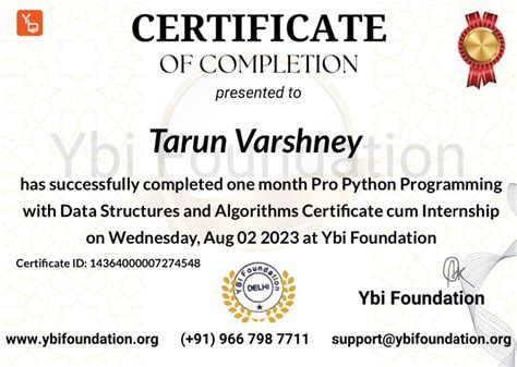 tarun varshney on linkedin certificate ybi python