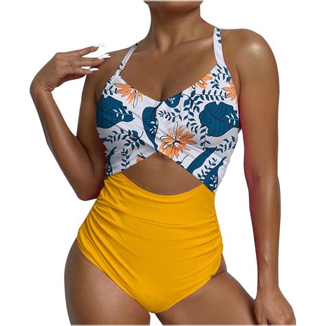 SEAOPEN Womens One Piece Swimsuits Sexy Cutout Push Up Swimsuit Boho
