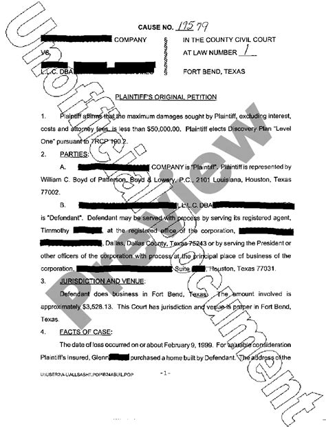 Texas Plaintiffs Original Petition Us Legal Forms