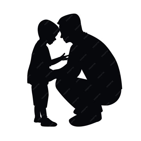 Silueta De Padre E Hijo De Diseño Plano Vector Gratis