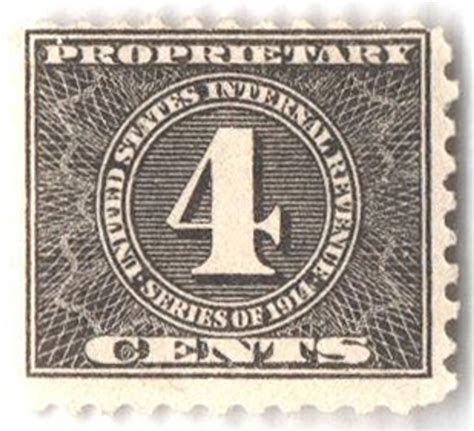 rb58 1914 4c proprietary stamp offset watermark perf 10 black