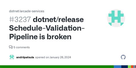 Dotnetrelease Schedule Validation Pipeline Is Broken · Issue 3237