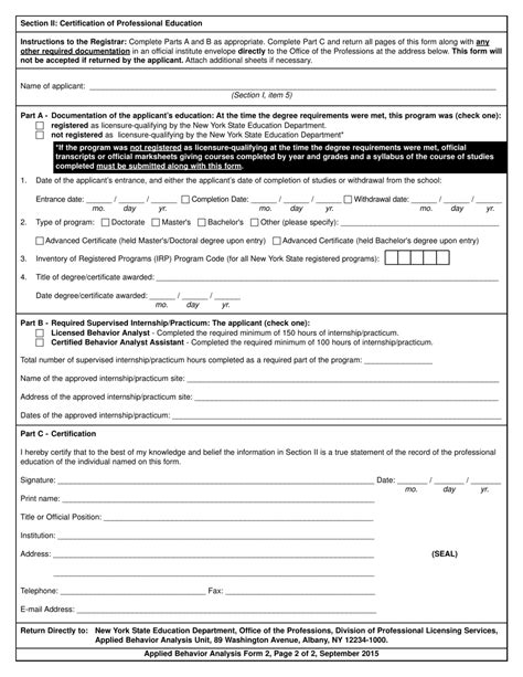 Applied Behavior Analysis Form 2 Fill Out Sign Online And Download Printable Pdf New York