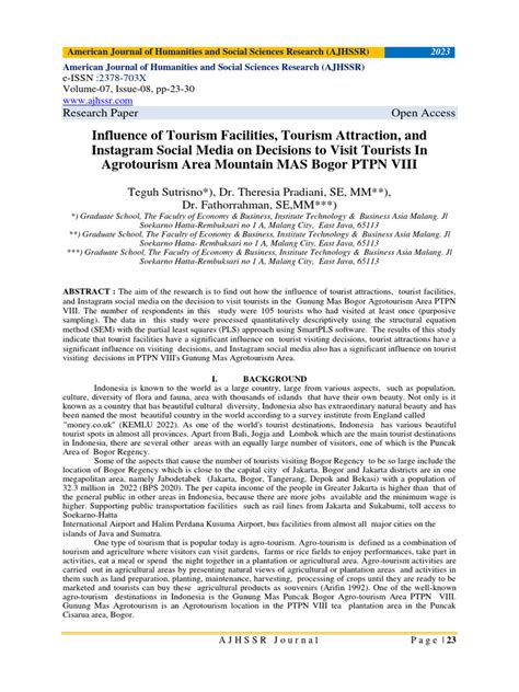 Influence Of Tourism Facilities Tourism Attraction And Instagram Social Media On Decisions To