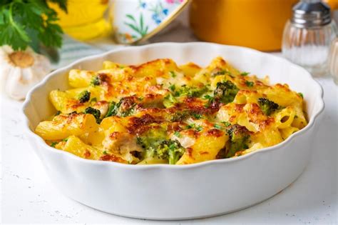 Premium Photo Pasta Baked With Broccoli And Chicken Broccoli Cheese