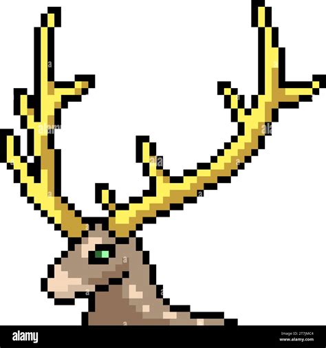 Pixel Art Of Yellow Horn Deer Stock Vector Image And Art Alamy