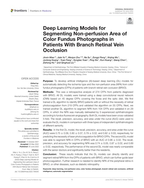 Pdf Deep Learning Models For Segmenting Non Perfusion Area Of Color