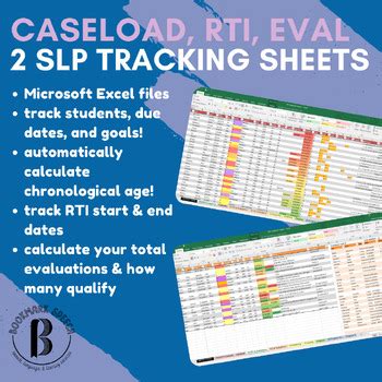 SLP SPREADSHEETS Caseload RTI Evaluation Tracking TPT