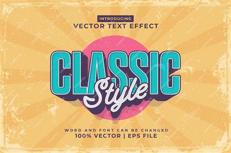 편집 가능한 텍스트 효과 클래식 빈티지 3d 템플릿 스타일 프리미엄 벡터 프리미엄 벡터