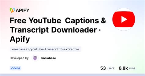 Free Youtube Captions And Transcript Downloader · Apify · Apify