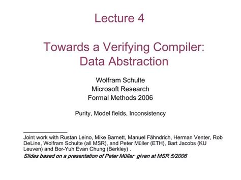 Ppt Lecture Towards A Verifying Compiler Data Abstraction