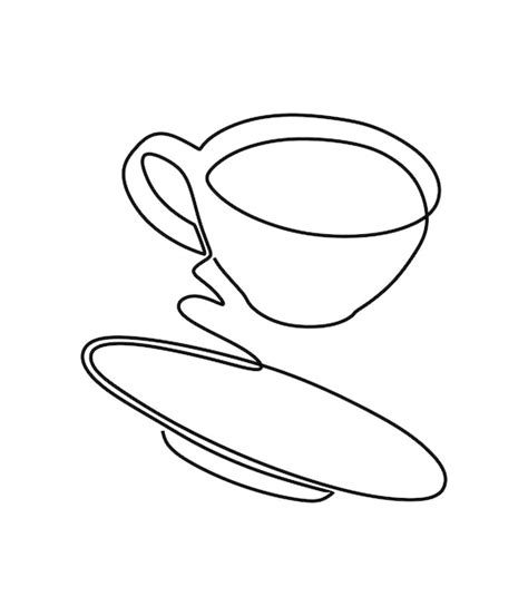 Dessin Au Trait Continu Tasse De Café Vecteur Premium