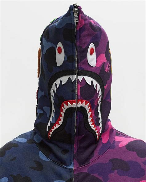 A Bathing Ape Color Camo Separate Shark Fz Hoodie Bluepurple Hoodies