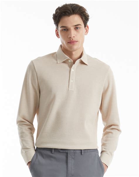 코튼 혼방 마이크로패턴 긴팔 카라티셔츠