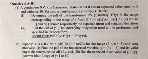 solved question a iii a a continuous rv x is
