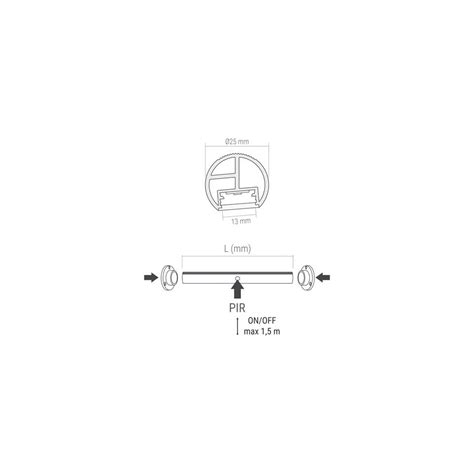 Railing Ø25mm Led Garderoberail Met Pir Sensor Alu 1000mm Rechtse Kabel