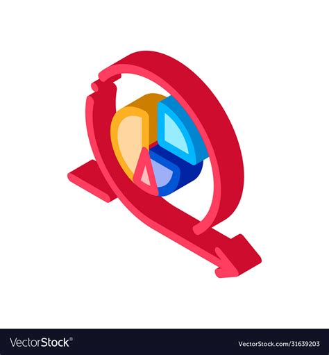 Round Graph In Center Agile Arrow Mark Isometric Vector Image