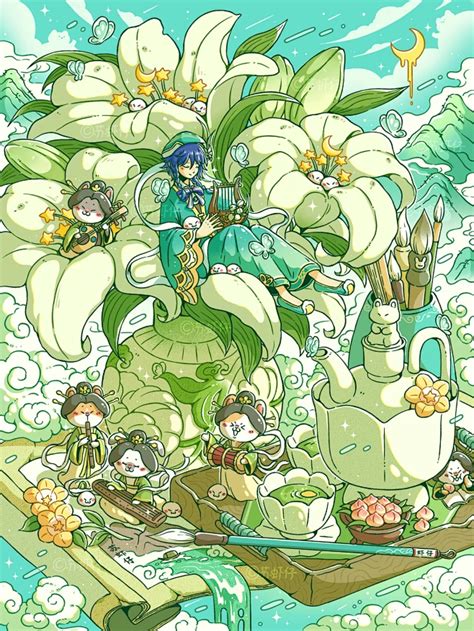 微风柔柔弹古琴苏虾仔插画师作品涂鸦王国 花瓣网