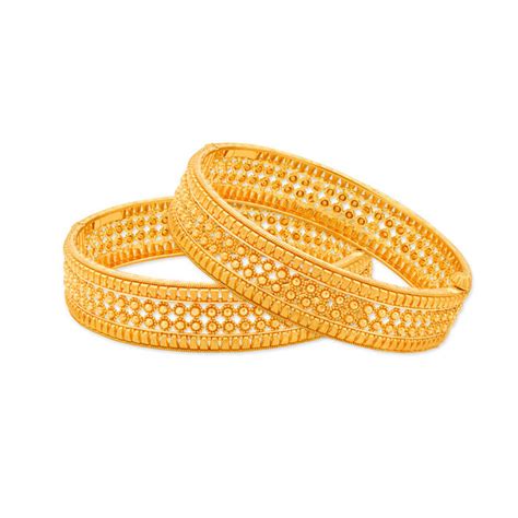 Buy Classical 22 Karat Yellow Gold Floral Bead Bangle At Best Price