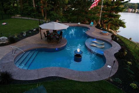 Custom Free Form By Fox Pools Cantilever Coping Edge Colored And Stamped