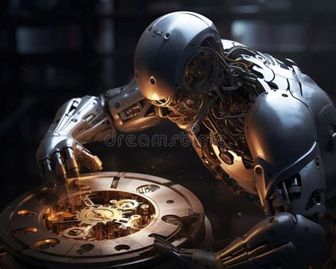 Robot Is Repring A Clock Stock Illustration Illustration Of Time