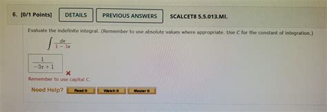 Solved 6 0 1 Points DETAILS PREVIOUS ANSWERS SCALCET Chegg