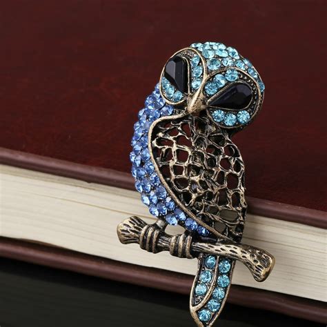 Ualgl Fashion Vintage Owl Enamel Pin With Crystal Brooch Jewelry Lapel