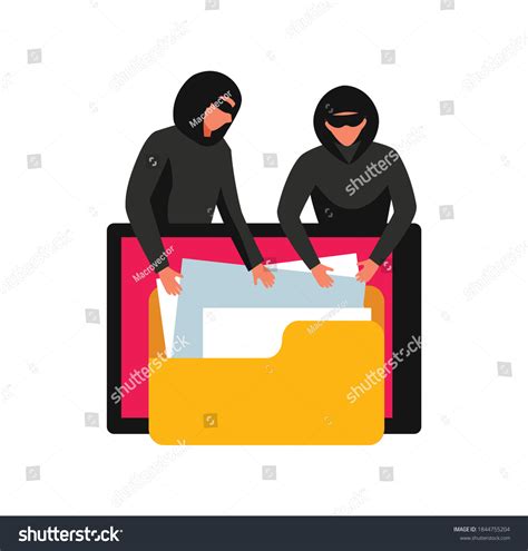 Hacker Composition Pair Robbers Characters Fingering Stock Vector Royalty Free 1844755204