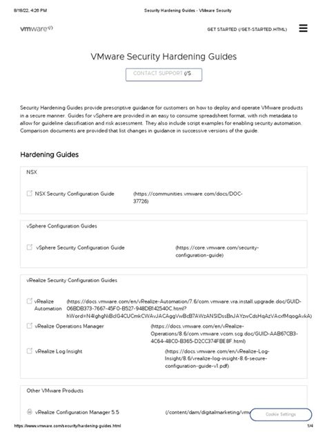 Security Hardening Guides Vmware Security Pdf Cookie