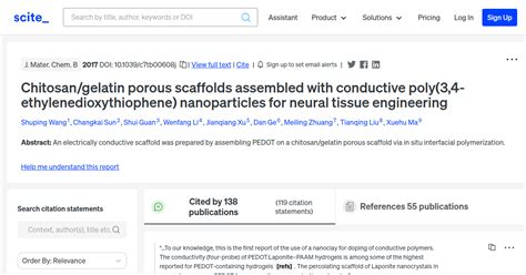 Chitosangelatin Porous Scaffolds Assembled With Conductive Poly34 Ethylenedioxythiophene