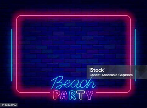 Beach Party Neon Poster Summer Sea Coast Evening Season Event Night