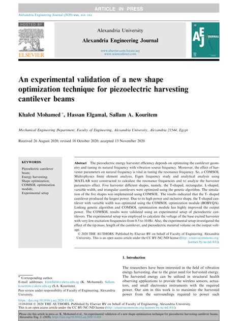 Pdf An Experimental Validation Of A New Shape Optimization Technique For Piezoelectric