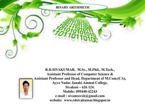 Binary Arithmetic Rdsivakumar Ppt