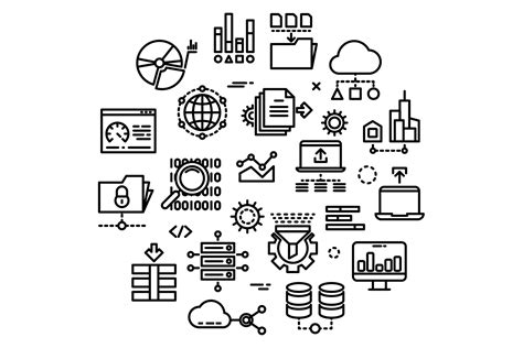 Big Data Icon Set Computer Server Techn Graphic By Microvectorone