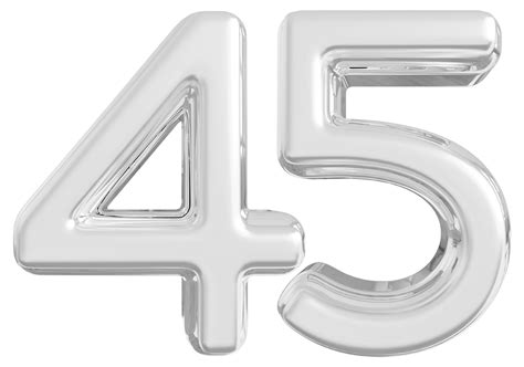 Silver 3d Number 45 36309077 Png