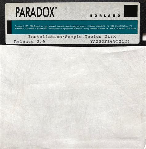 [offer] Borland Paradox 3 01 For Dos Scp Imz [5 25 360k — Winworld