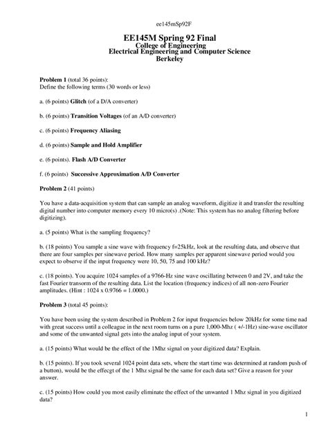 hold amplifier introductory microcomputer interfacing exam docsity