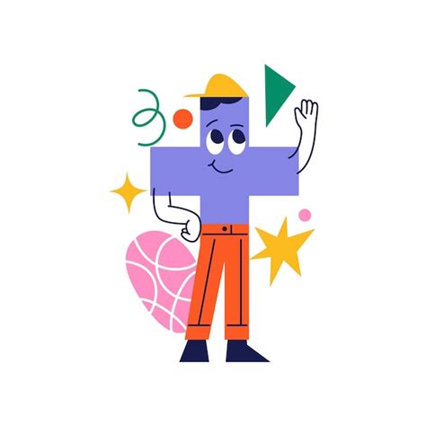 Premium Vector Young Funny Cross Character Geometric Figure