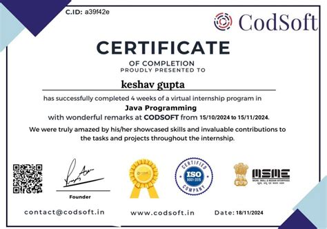 Keshav Gupta On Linkedin Javadevelopment Codsoft Internship