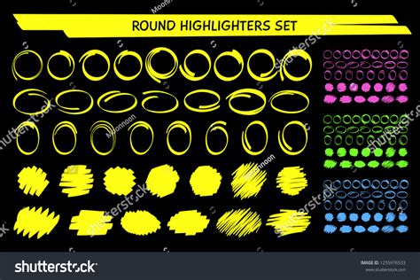 Yellow Highlight Marker Circle Frame Set Stock Vector Royalty Free