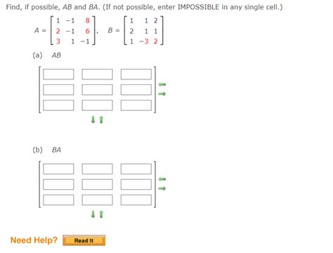Solved Find If Possible Ab And Ba If Not Possible Chegg