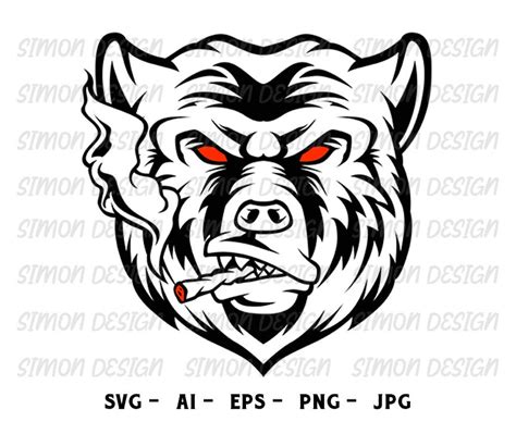 Smoking Bear Svg Cannabis Bear Svg Weed Svg Weed Clipart Cannabis