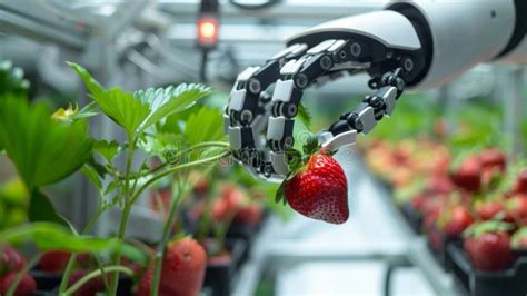 A Closeup Of A Robotic Arm Equipped With A Soft Grip Picking A Ripe