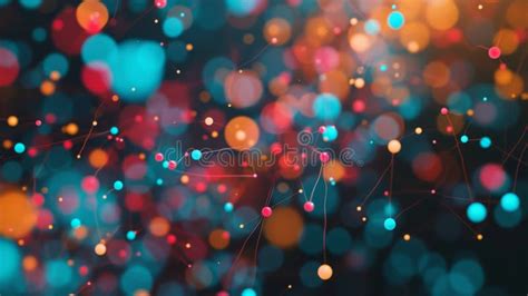 Abstract Network Of Colorful Nodes And Lines Stock Illustration